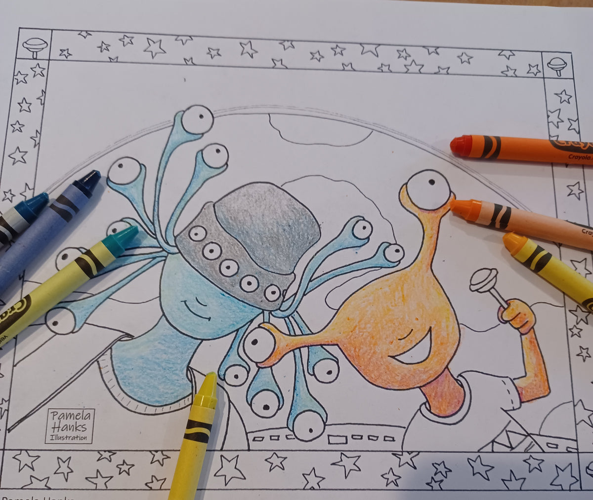 Earth Day Alien Coloring Page – Pamela Hanks Illustration