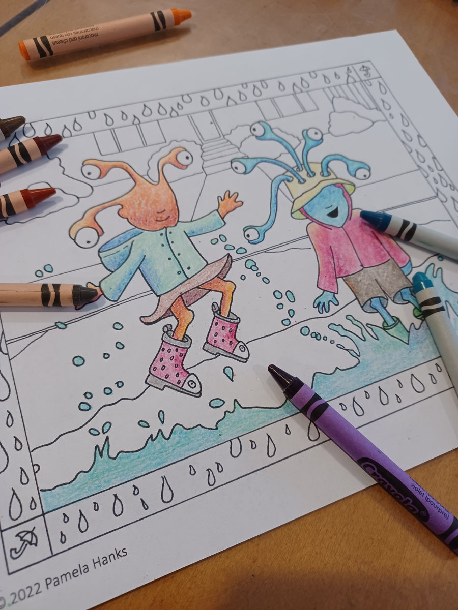 Puddle Jumping Coloring Page – Pamela Hanks Illustration